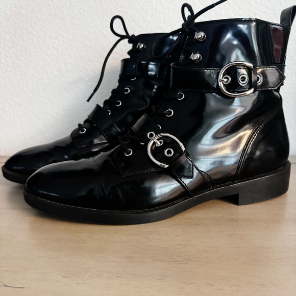 Marc Jacobs | Shoes | Marc Jacobs Black Patent Leather Combat Boots ...